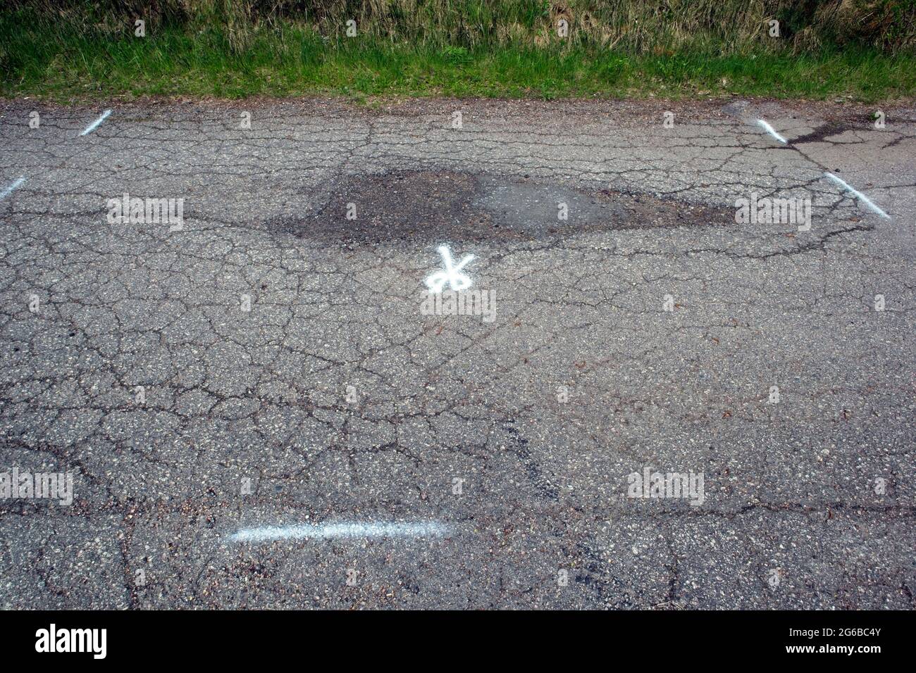 tarmac resurfacing marking Stock Photo - Alamy