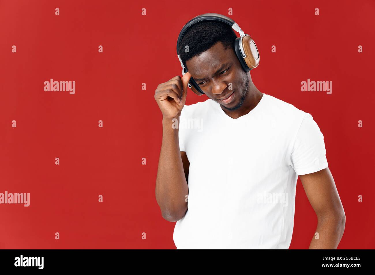 man african appearance with headphones technology music lifestyle Stock ...