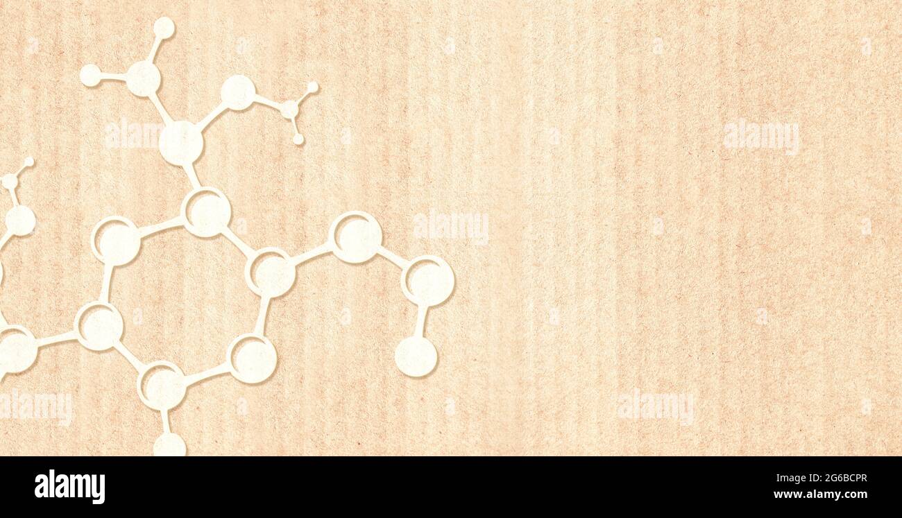 Molecular structure in paper cut style. Horizontal banner with eco ...