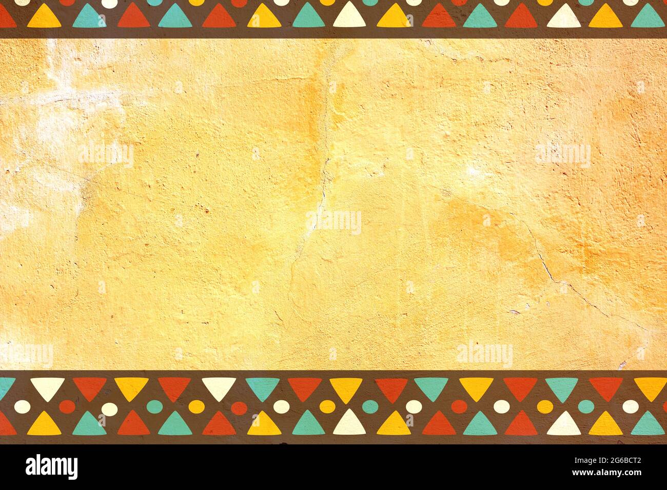 Horizontal grunge background with ethnicity ornaments and stucco ...