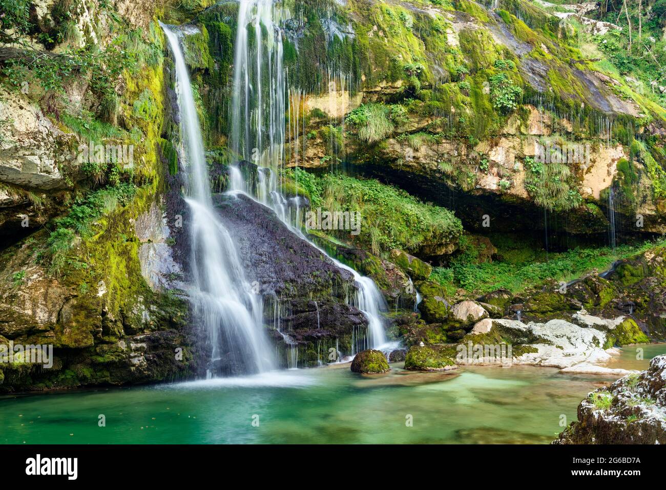 Beautiful waterfall Virje in Julian Alps, Slovenia Stock Photo - Alamy