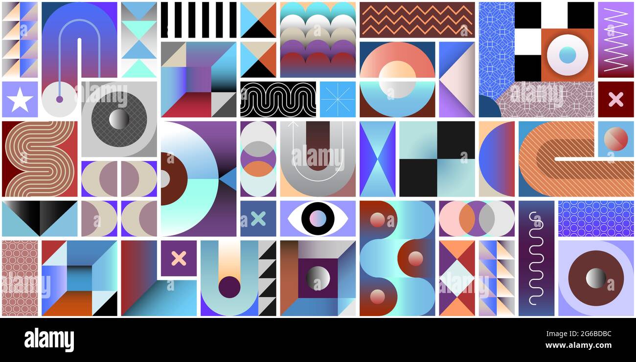 Abstract design with different geometric shapes and patterns. Vector ...