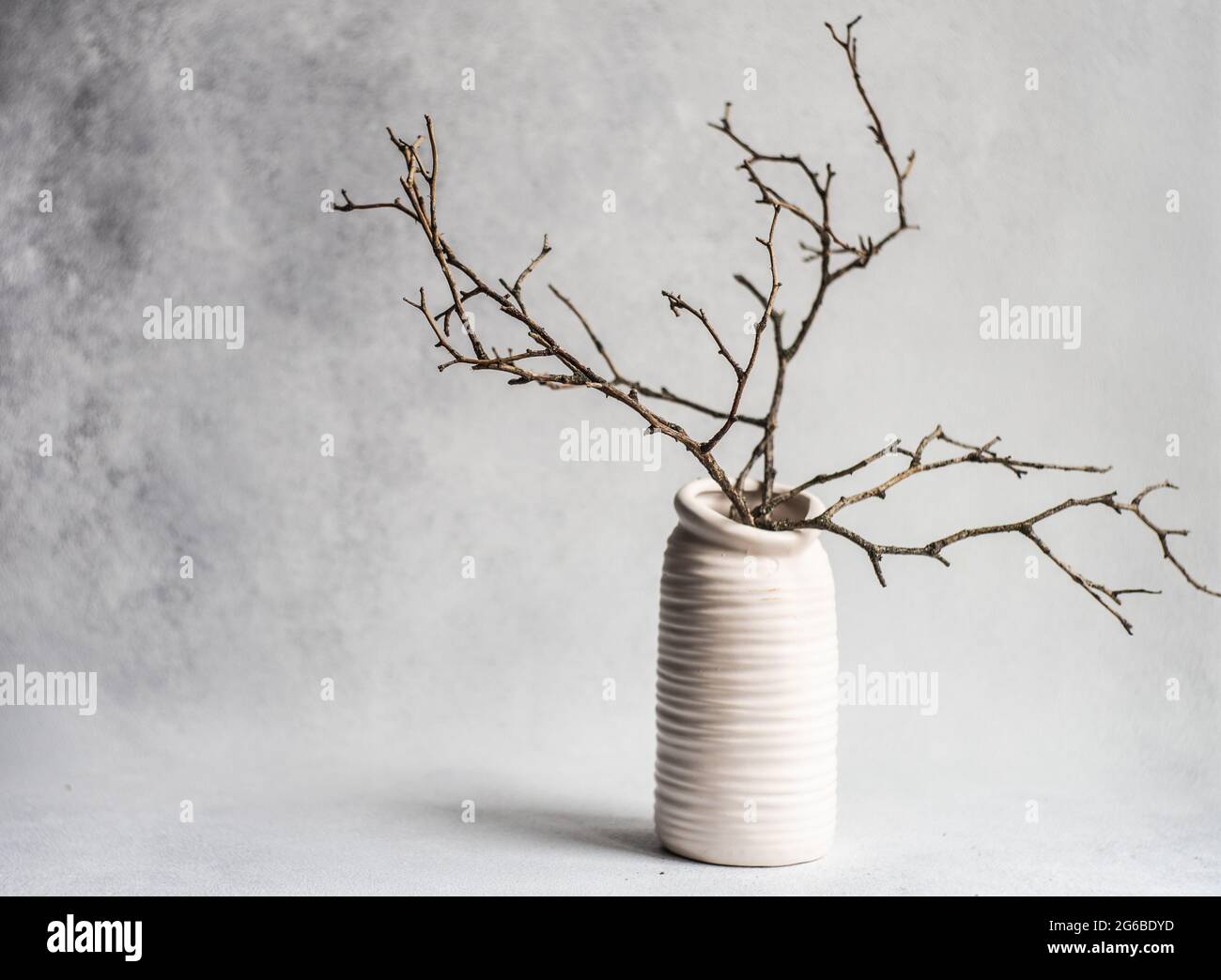 Branches in a ceramic vase on a table Stock Photo - Alamy
