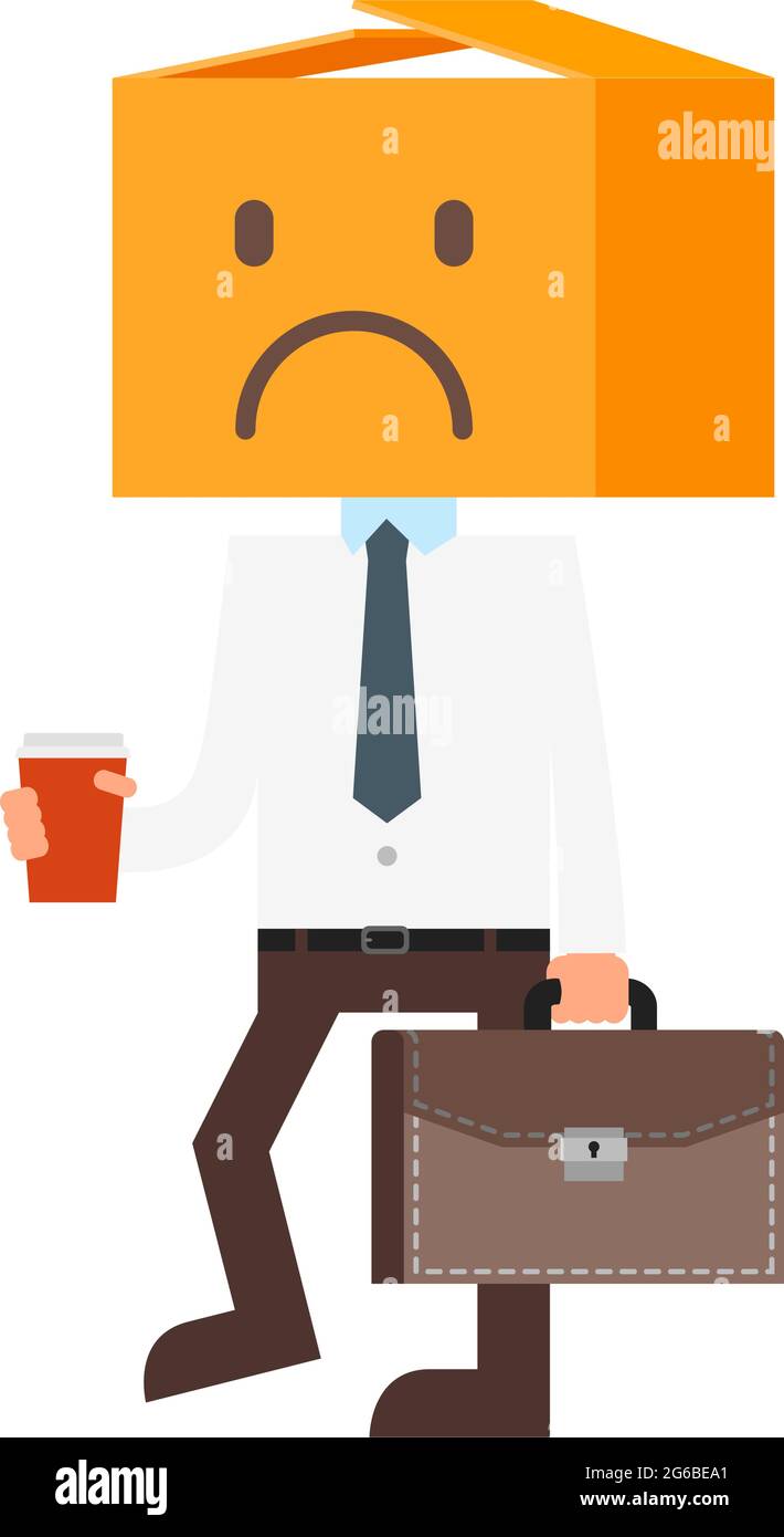 Businessman with sad head box vector illustration Stock Vector Image ...