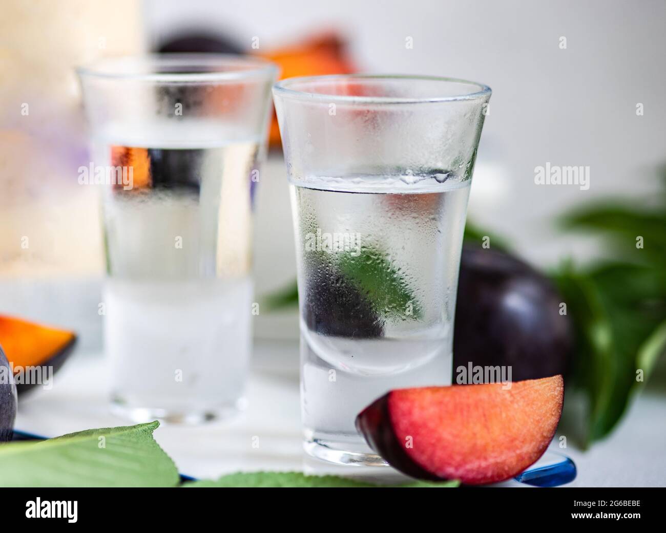 Two glasses plum vodka hi-res stock photography and images - Alamy