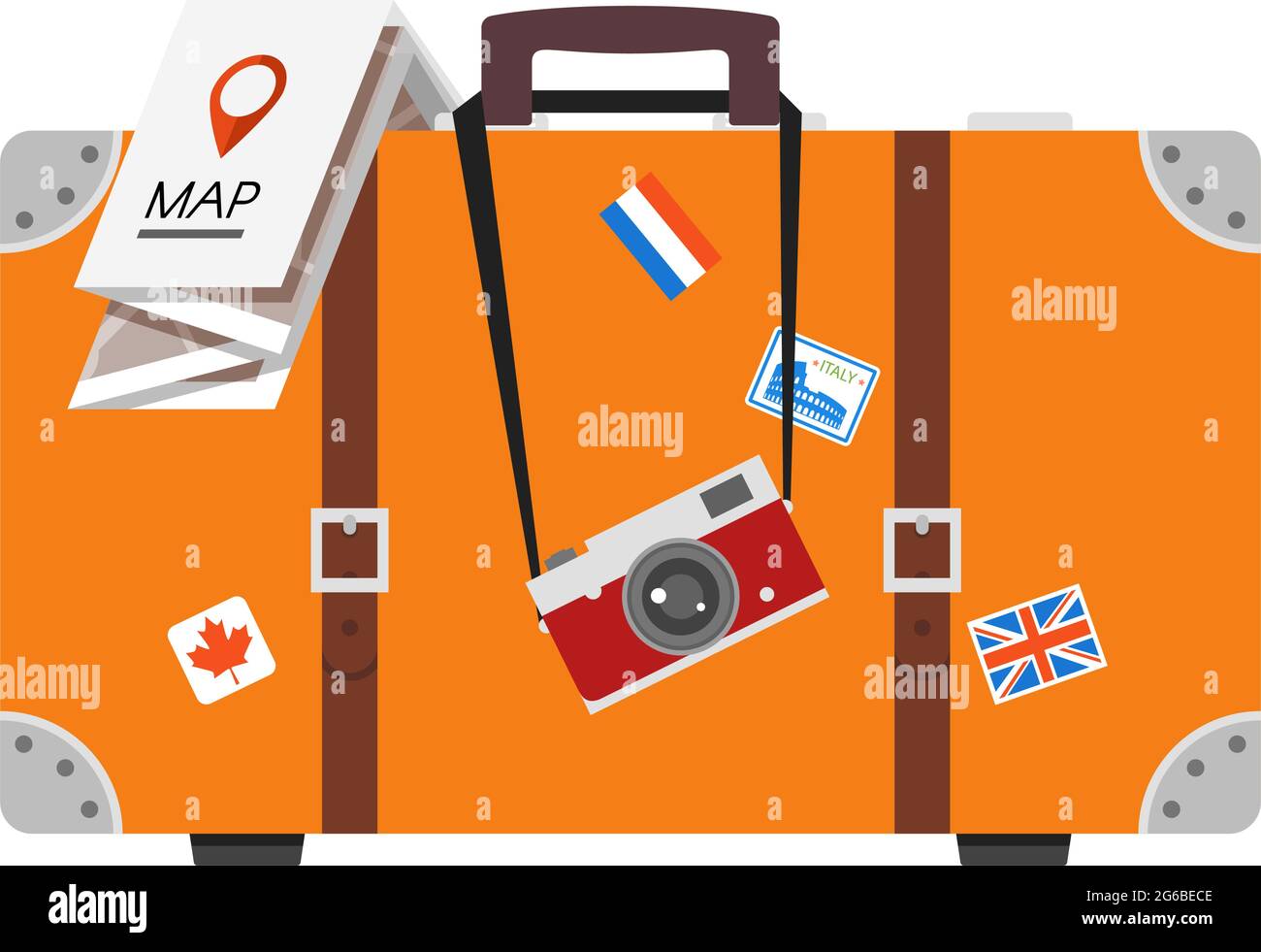 Touristic handbag vector, briefcase for travel illustration Stock ...