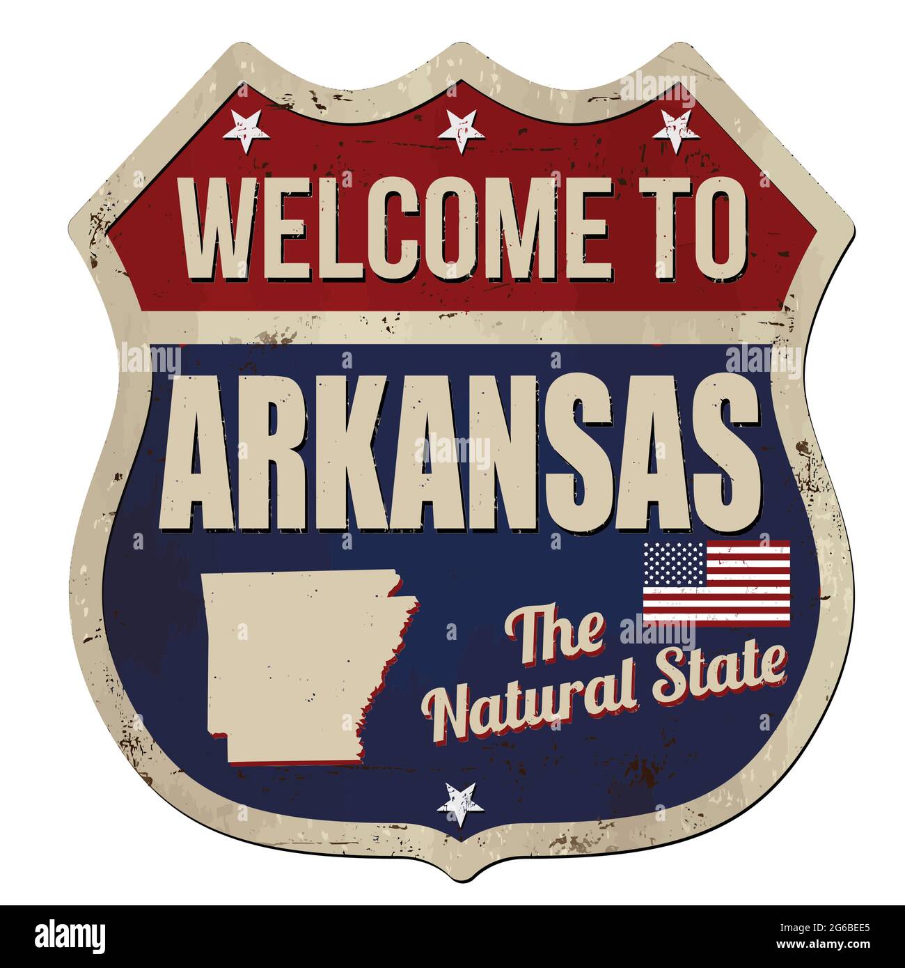 Welcome to Arkansas vintage rusty metal sign on a white background ...