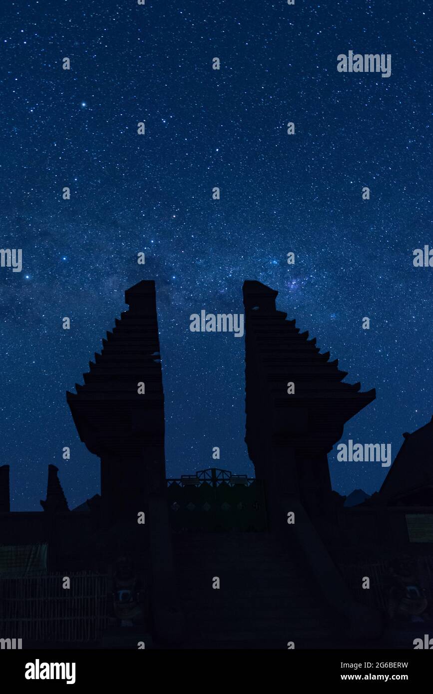 Milky way over temple on Mount Bromo, Bromo-Tengger-Semeru National ...