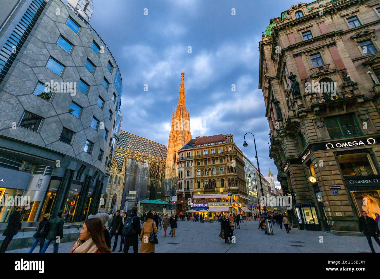 Vienna, Austria - 6 April -2015 - People walk around the shopping ...