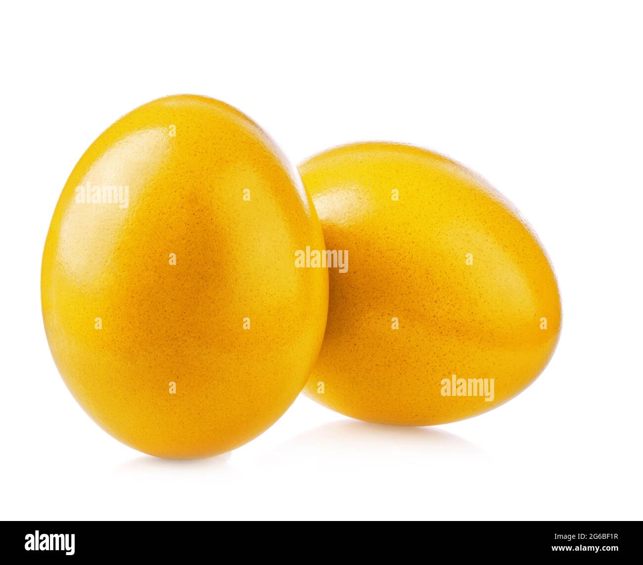 Yellow easter eggs isolated on white background Stock Photo - Alamy