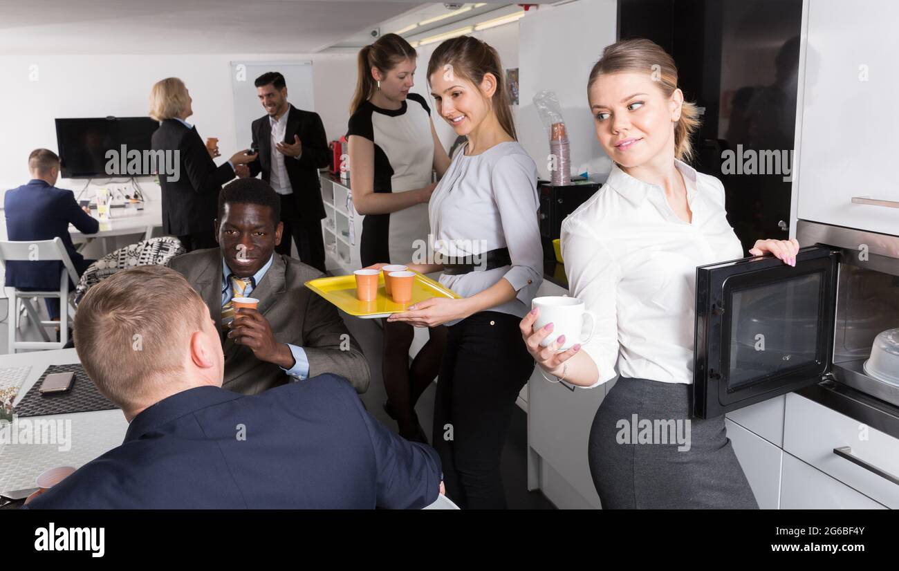 International business people enjoying free time and talking Stock ...