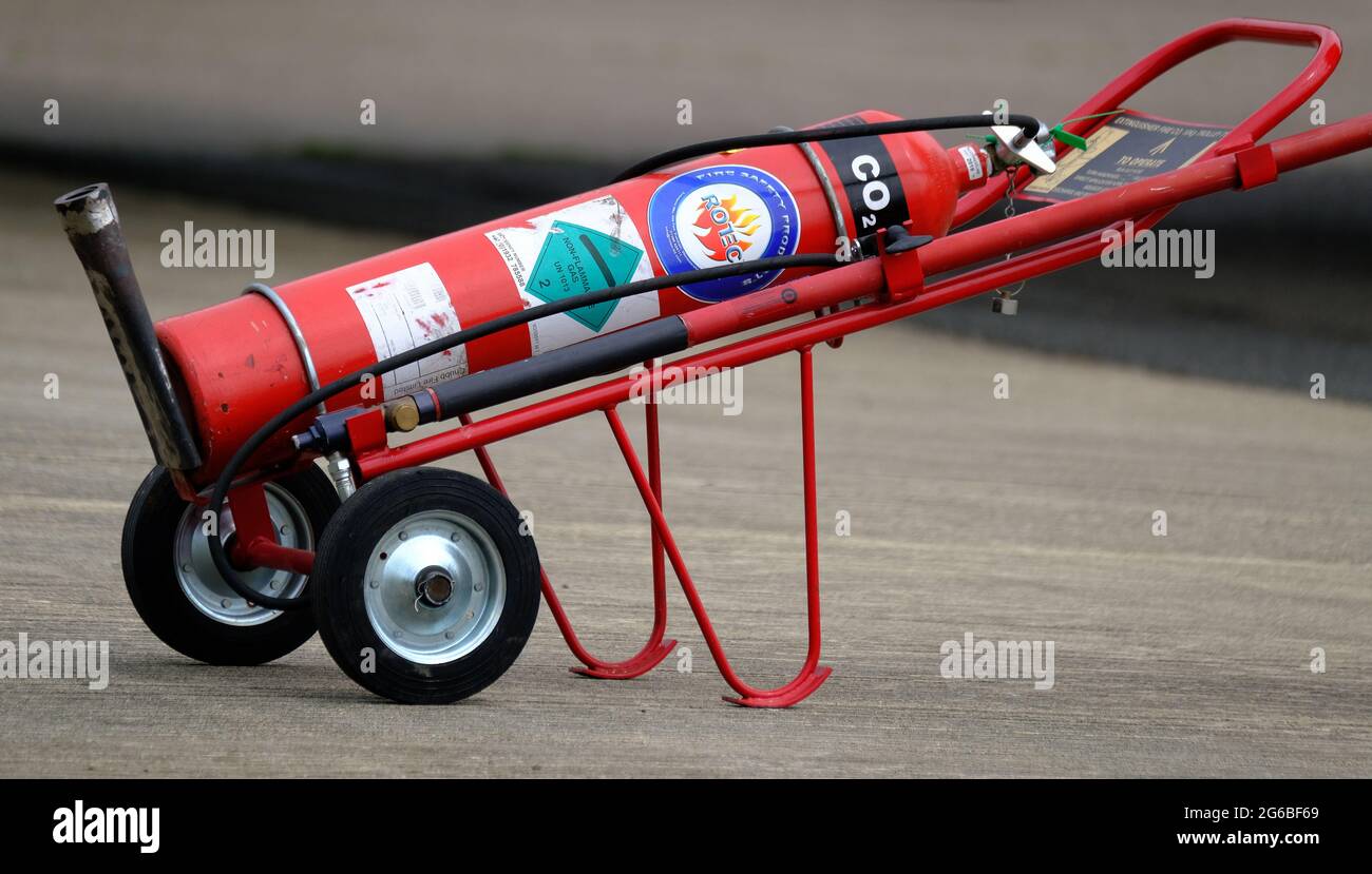 Emergency fire fighting equipment at operating aircraft museum Stock ...