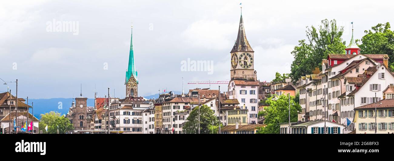 Zurich, Switzerland view of historic Old Town buildings near main ...