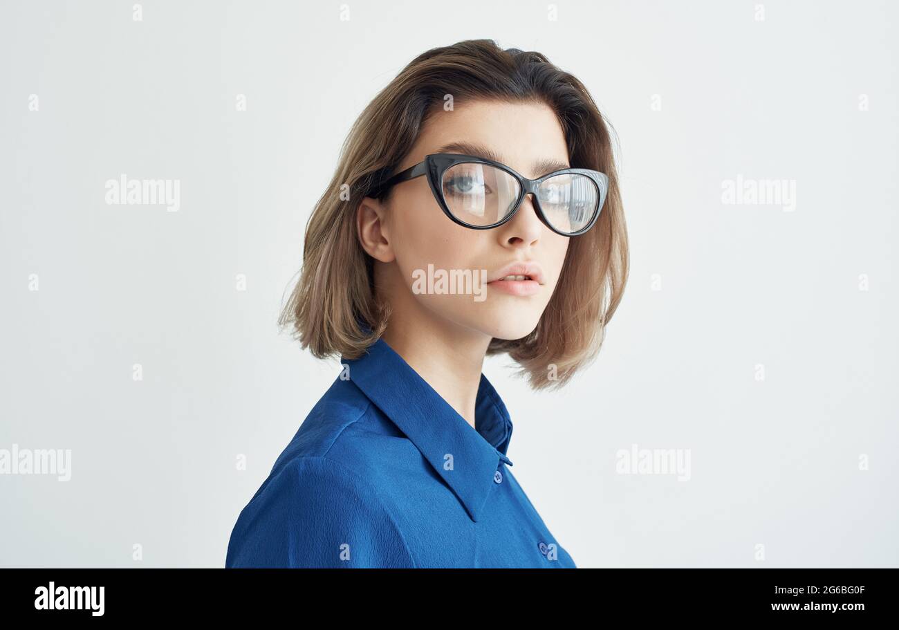 Business woman wearing glasses executive office professional work Stock ...