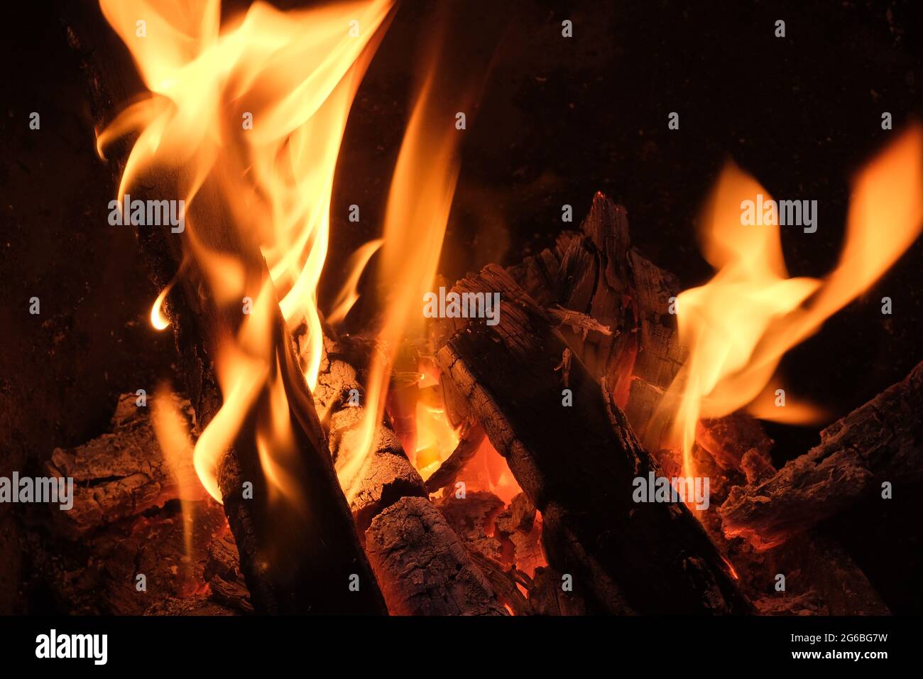Close up of a wood fire flame Stock Photo - Alamy