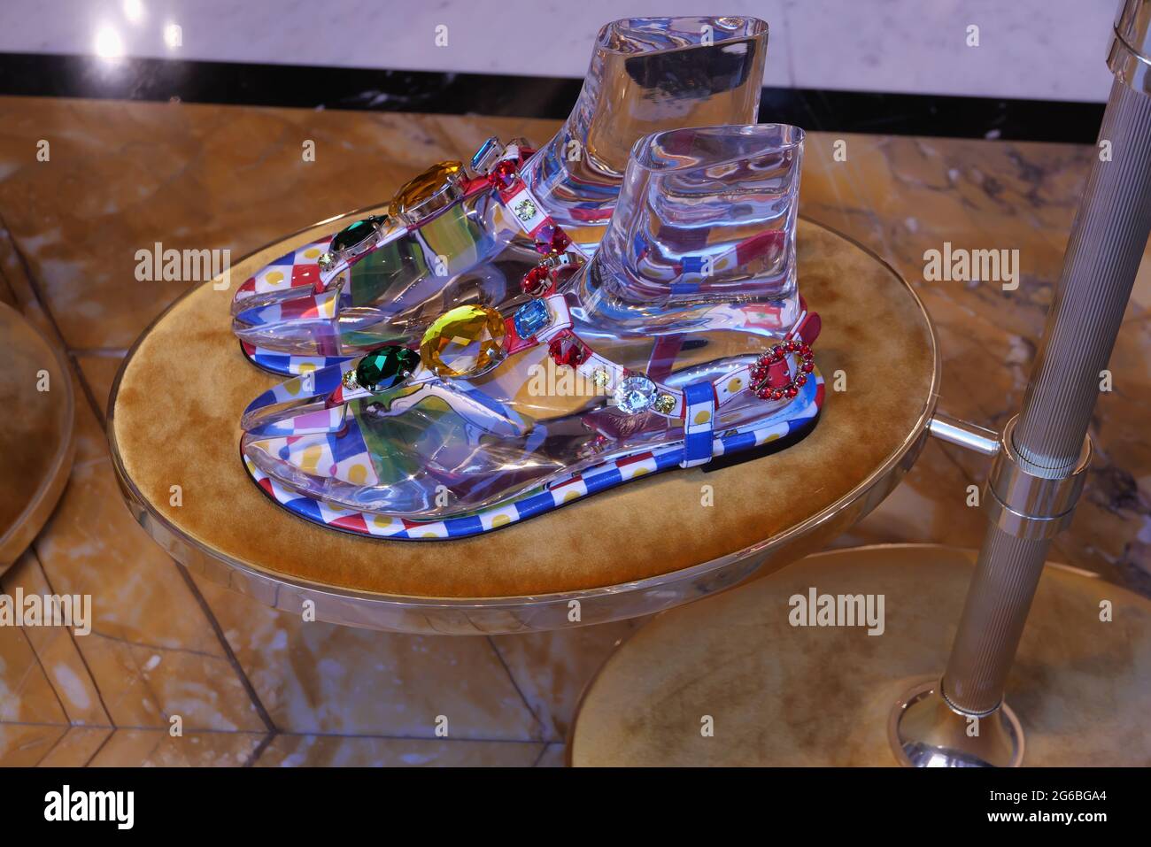 SHOES ON DISPLAY AT DOLCE&GABBANA BOUTIQUE IN SPAGNA SQUARE Stock Photo ...