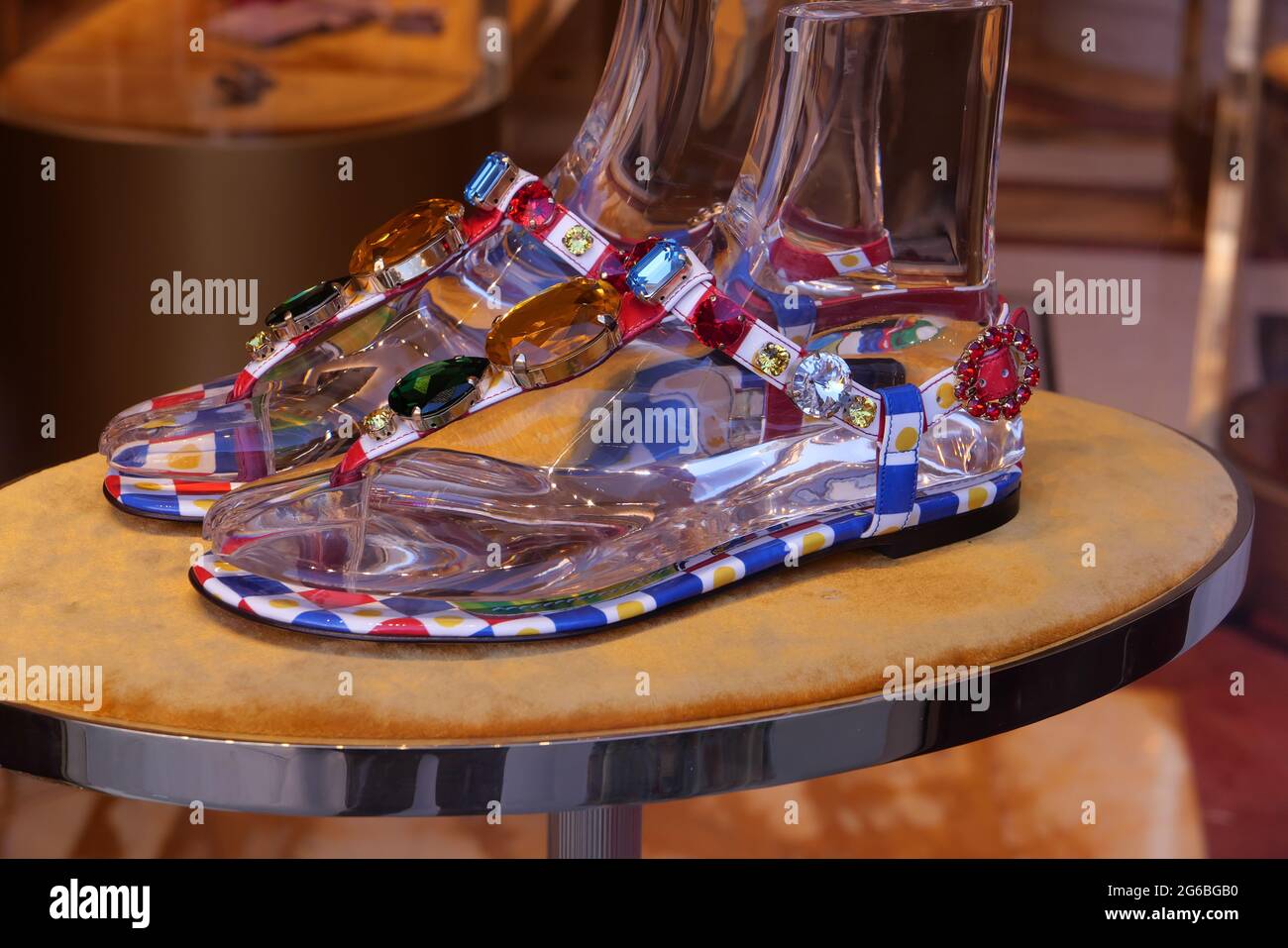 SHOES ON DISPLAY AT DOLCE&GABBANA BOUTIQUE IN SPAGNA SQUARE Stock Photo ...