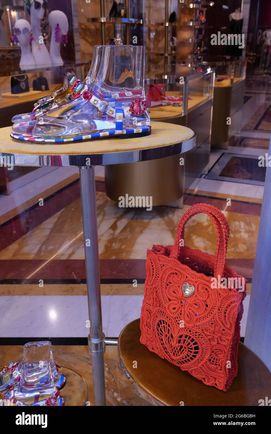SHOES AND BAG ON DISPLAY AT DOLCE&GABBANA BOUTIQUE IN SPAGNA SQUARE ...