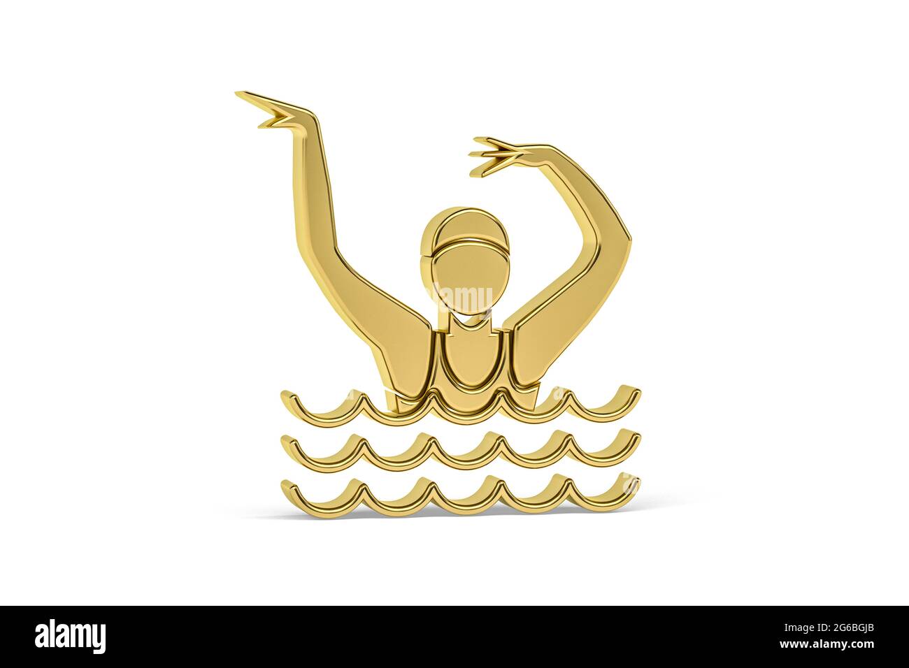Golden 3d swimming icon isolated on white background - 3d render Stock ...