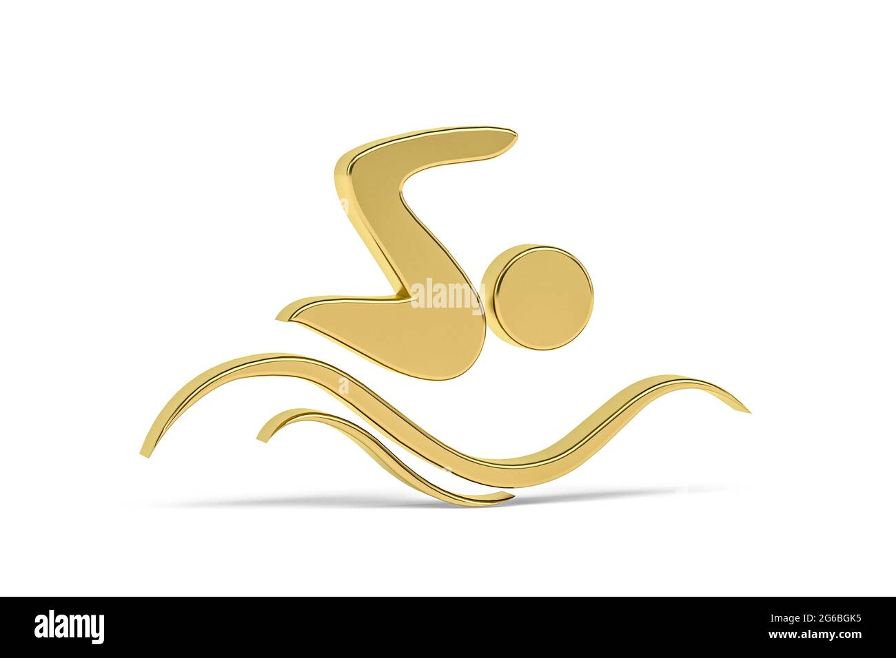 Golden 3d swimming icon isolated on white background - 3d render Stock ...