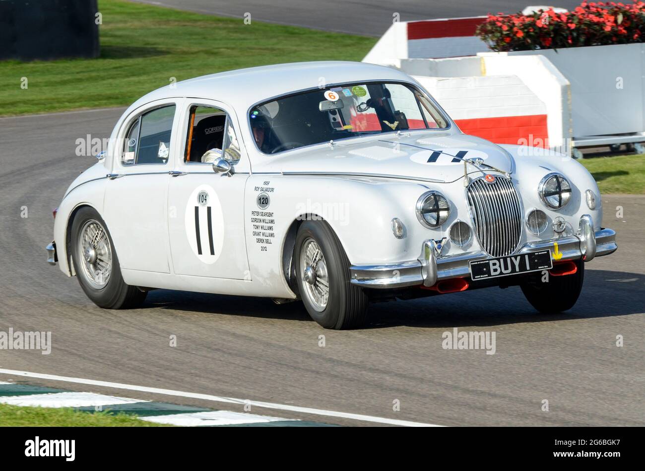 Jaguar Mk1 classic saloon, vintage racing car competing in the St Marys ...