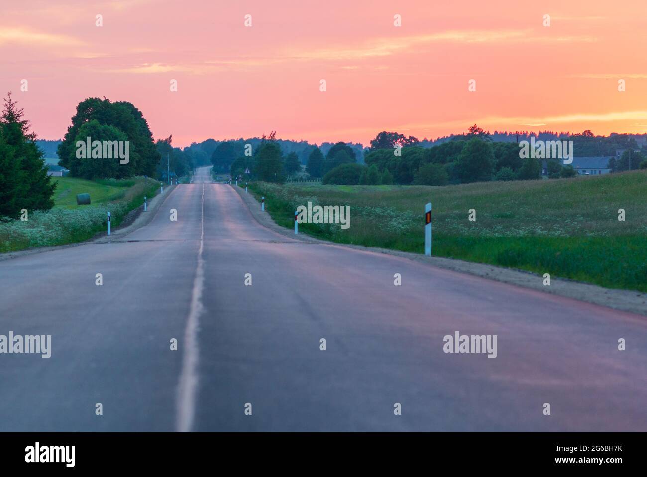 Beautiful rural asphalt road scenery at sunset or sunrise.Asphalt Road ...