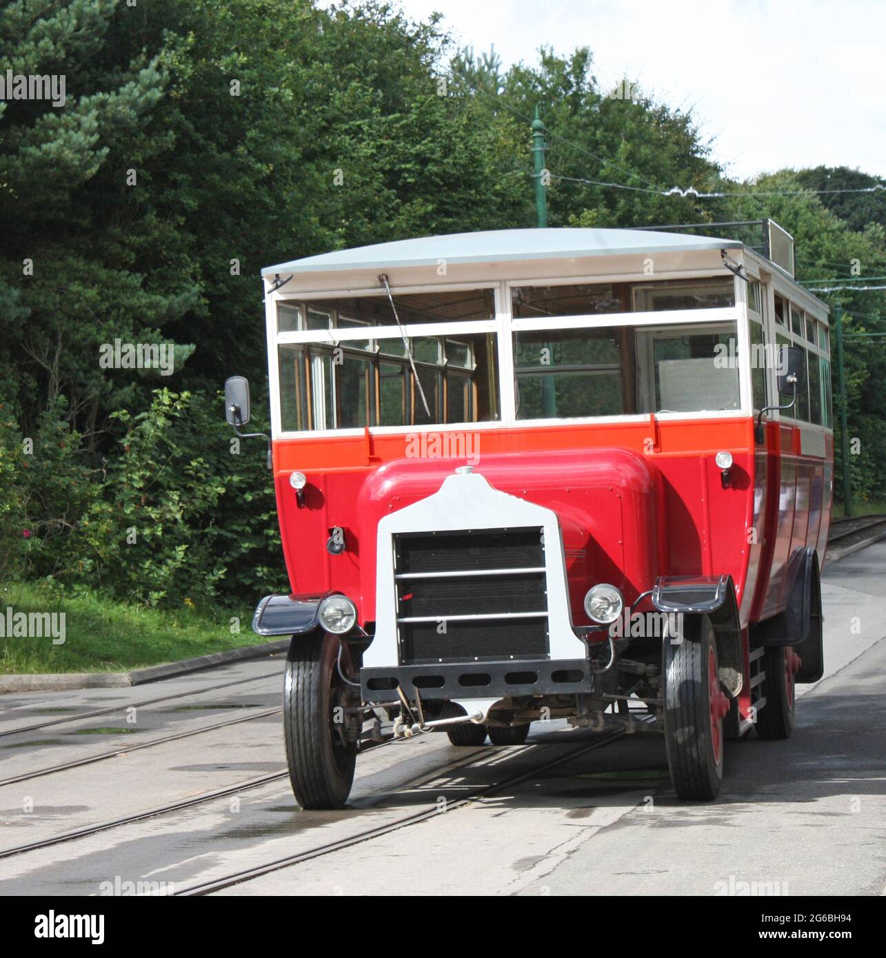 A Vintage Red and Cream Transport Bus Stock Photo - Alamy