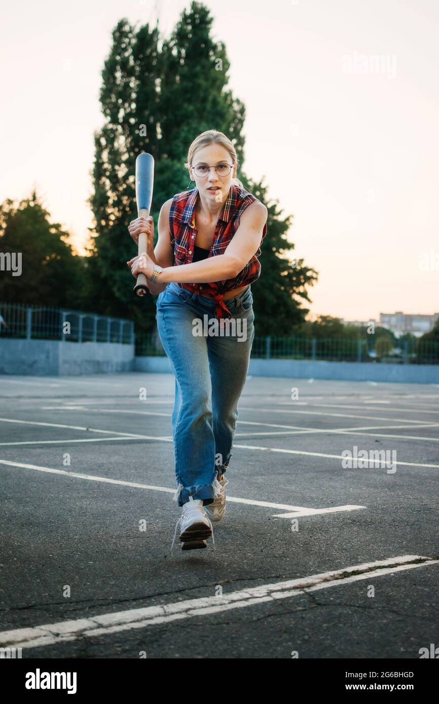 Girl power, feminism, women self-defense. Portrait of woman with ...