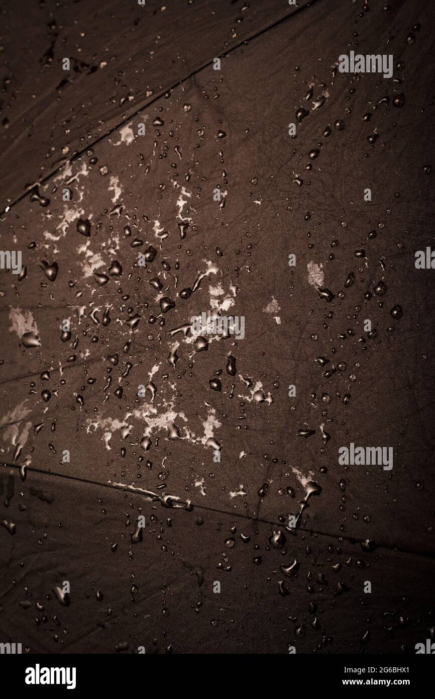 Abstract umbrella texture with water drops close up. Waterproof concept ...
