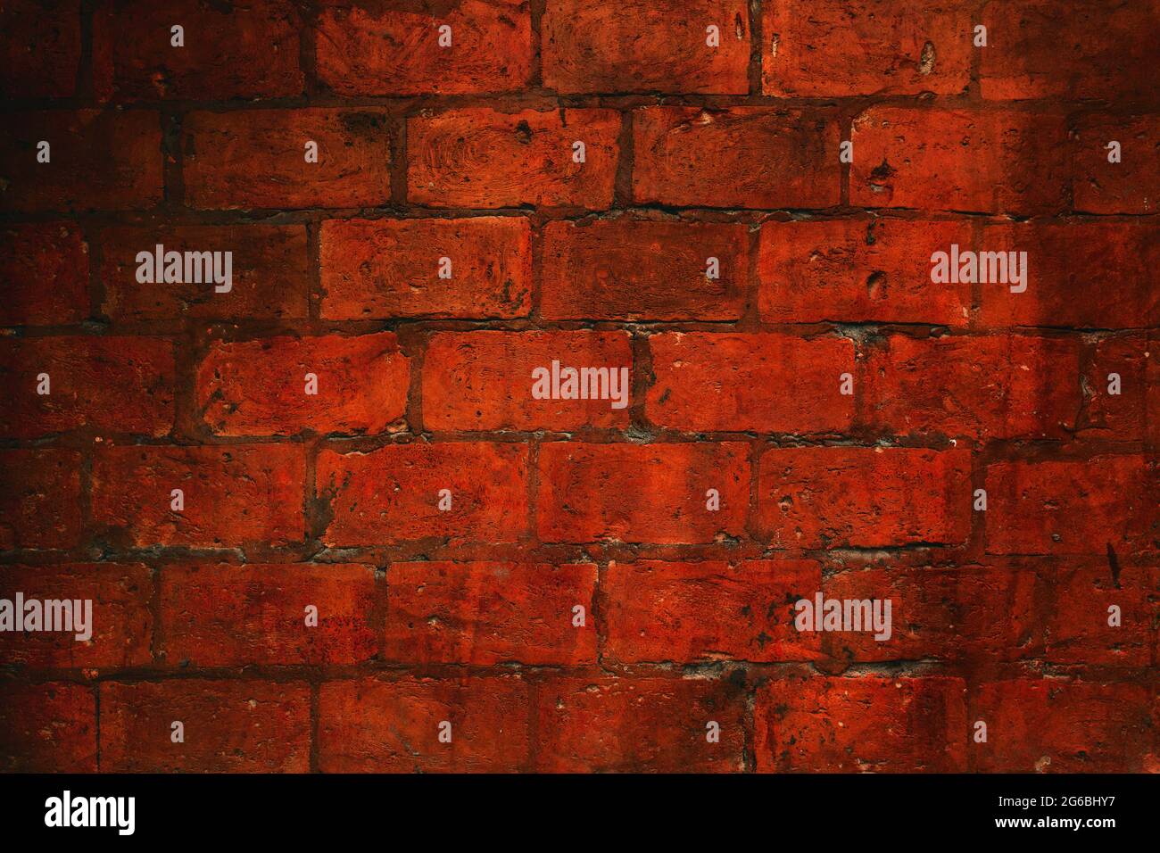 Grunge brick wall texture as background, red clay block pattern Stock ...