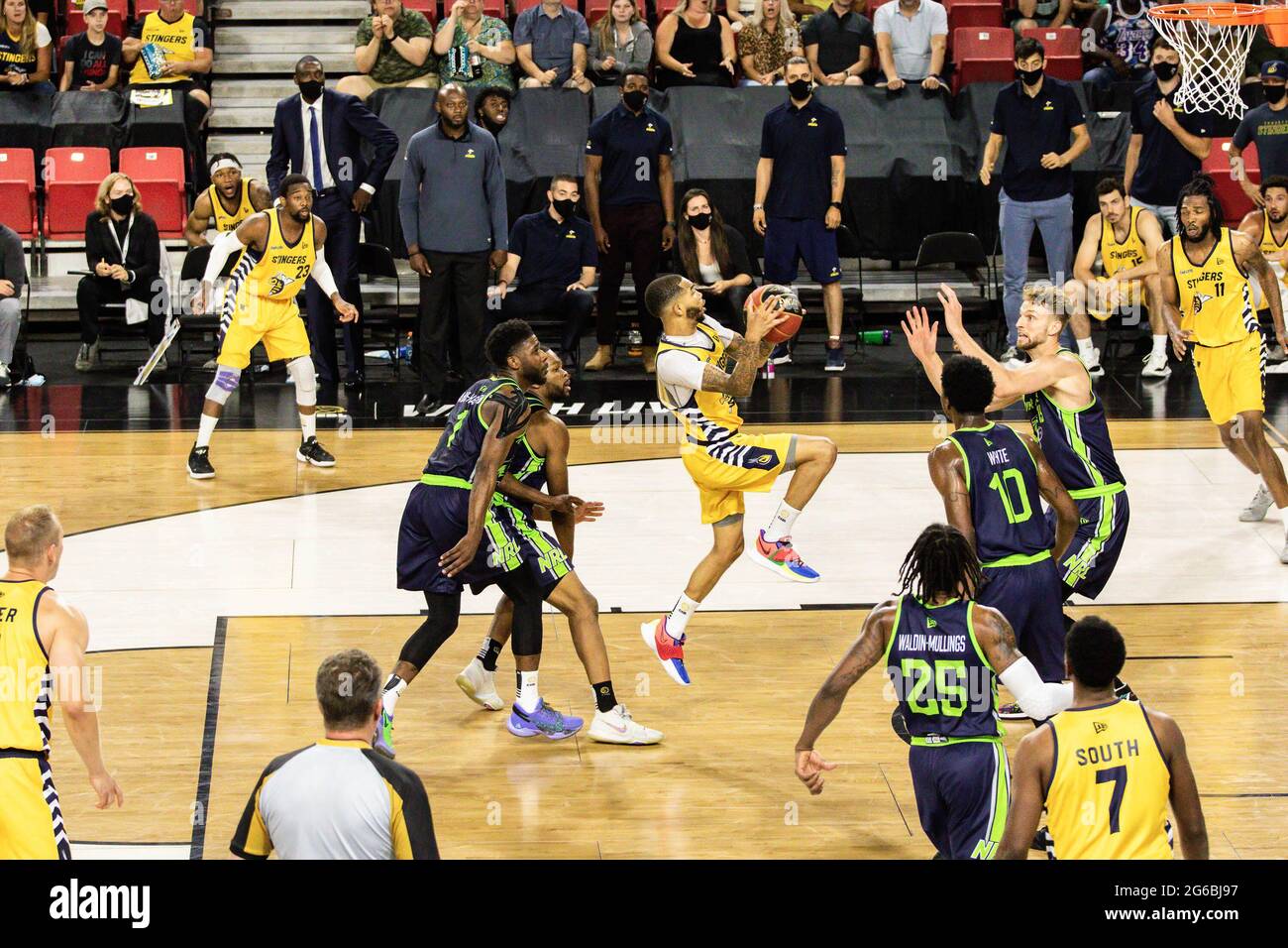 Xavier Moon (4) of Edmonton Stingers seen in action during the 2021 ...