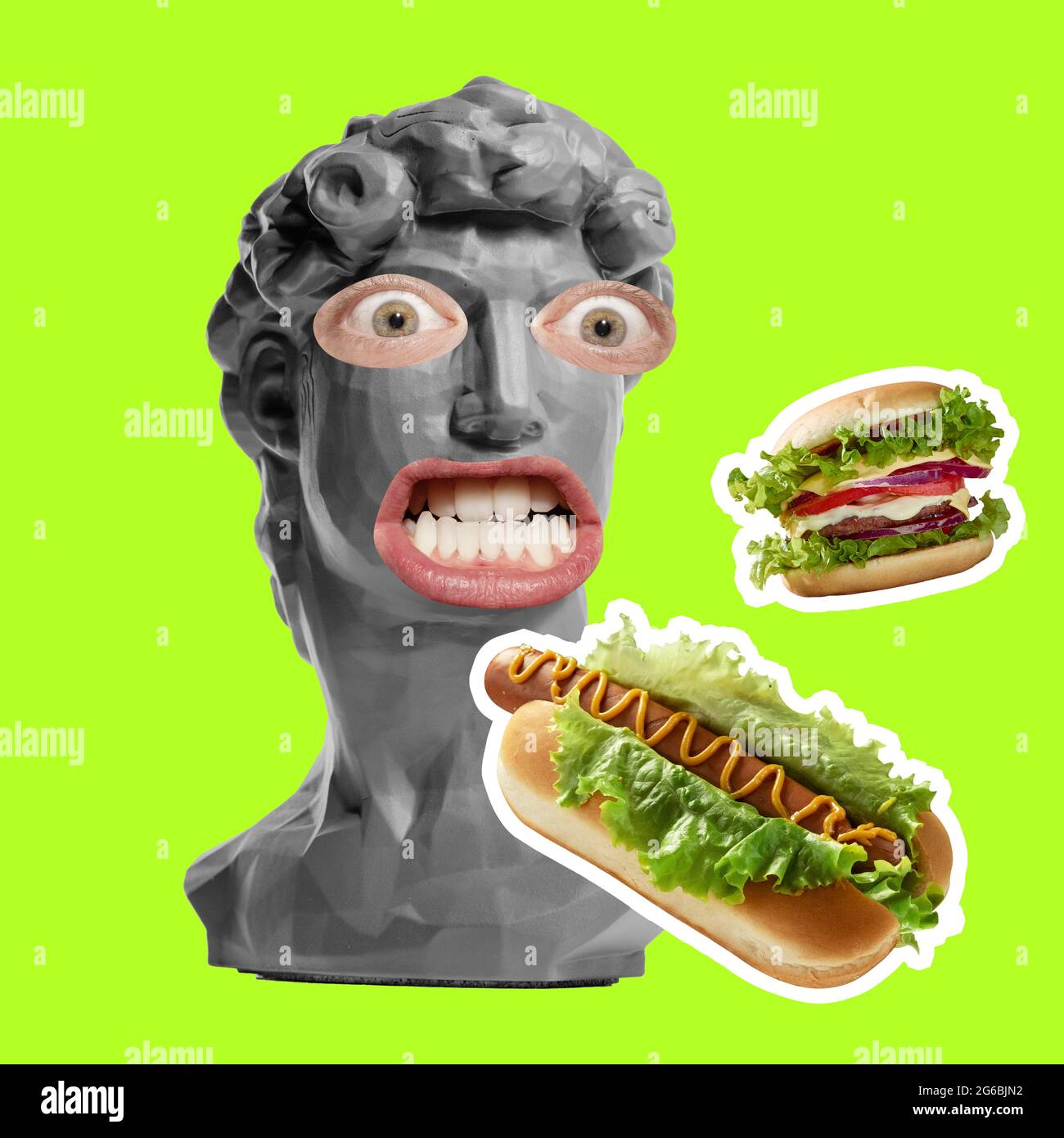 Contemporary art collage and modern design. Funny, crazy mood. Concept ...