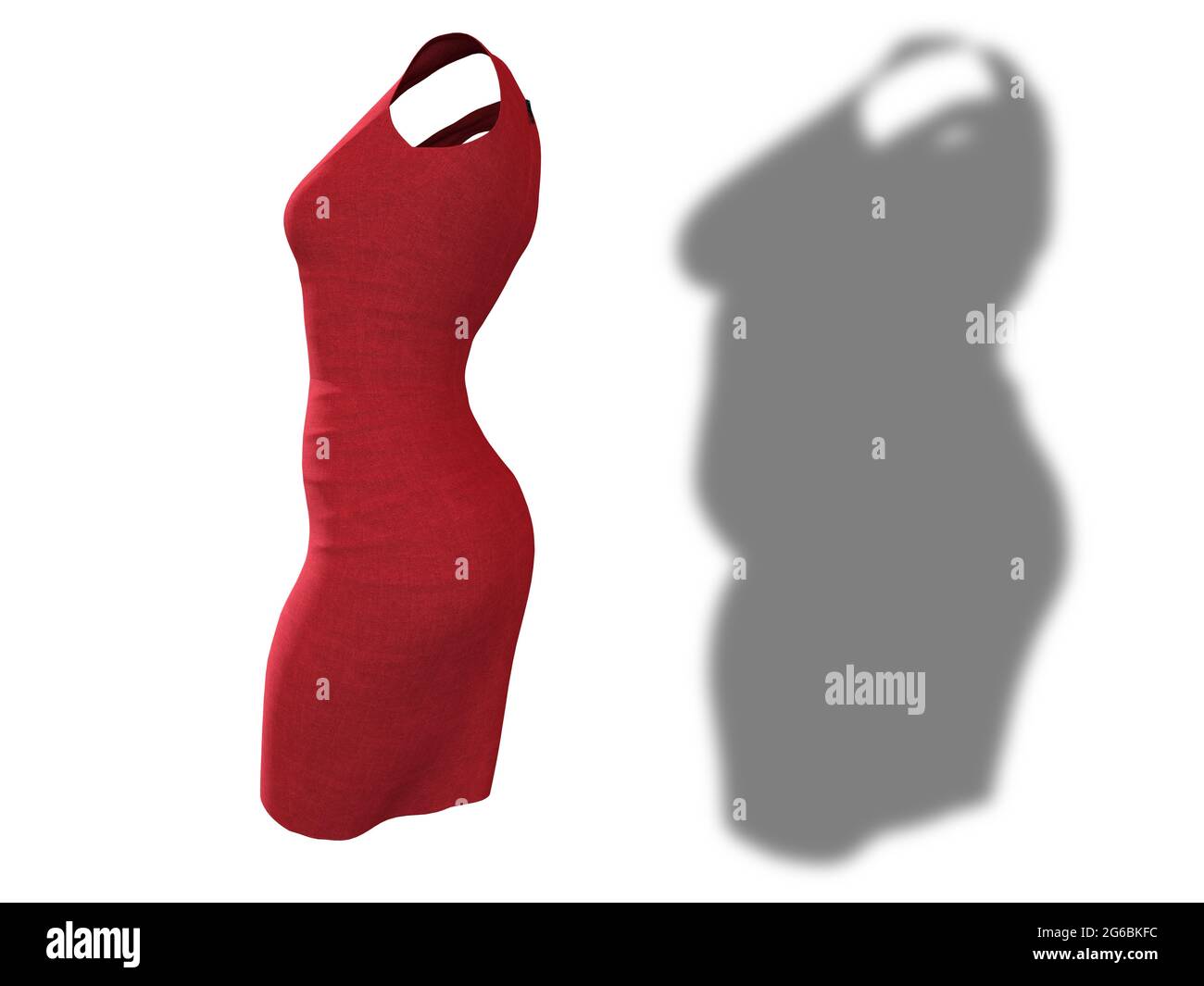 Conceptual fat overweight obese shadow female dress outfit vs slim fit ...