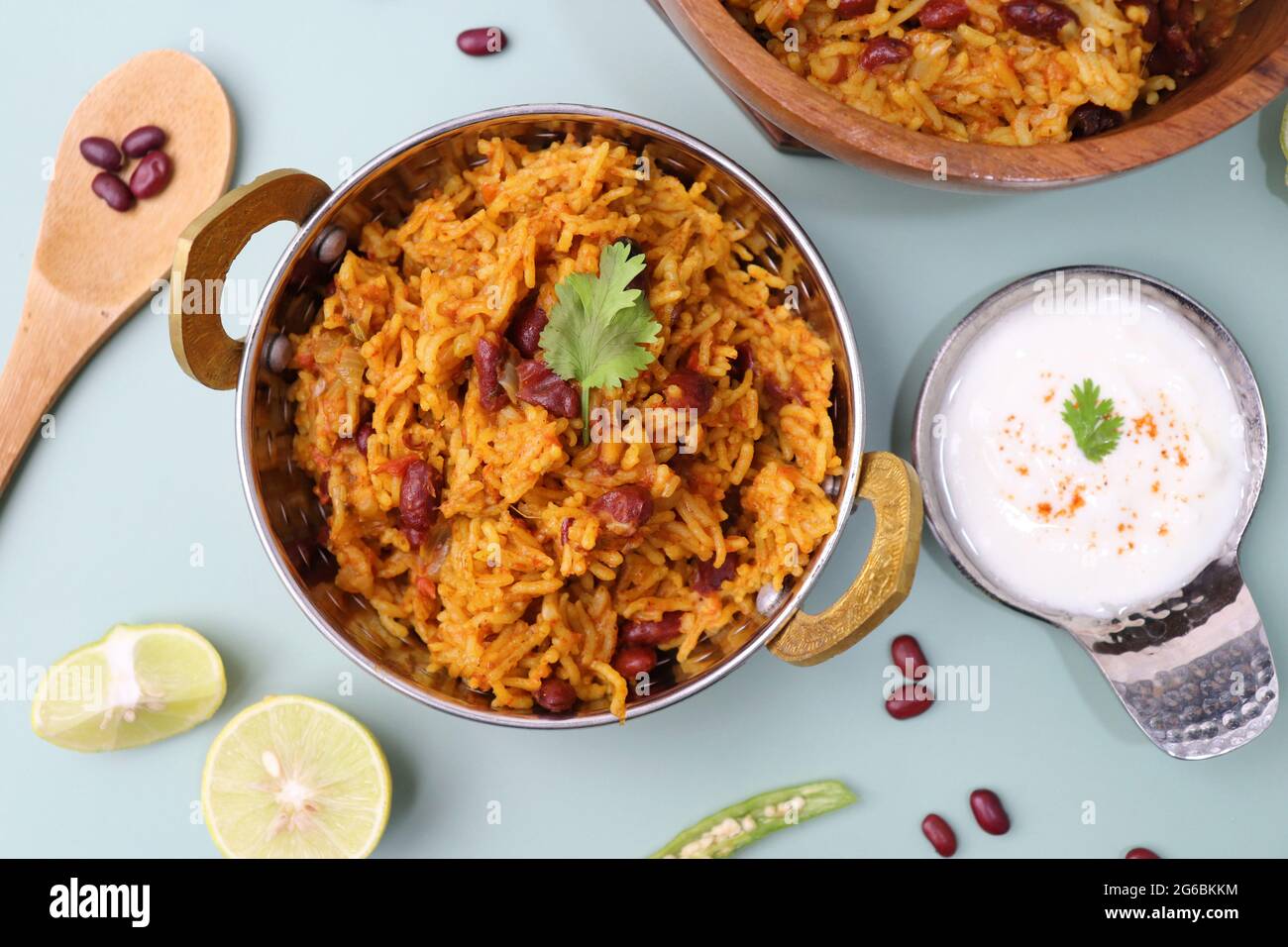 Indian cuisine - Kidney Beans Biryani, Rajma Pulao. Garnished with ...