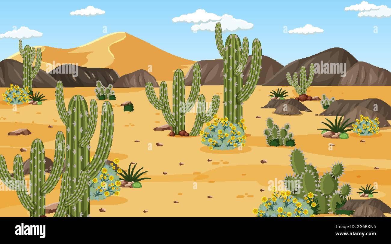 Desert forest landscape at daytime scene illustration Stock Vector ...