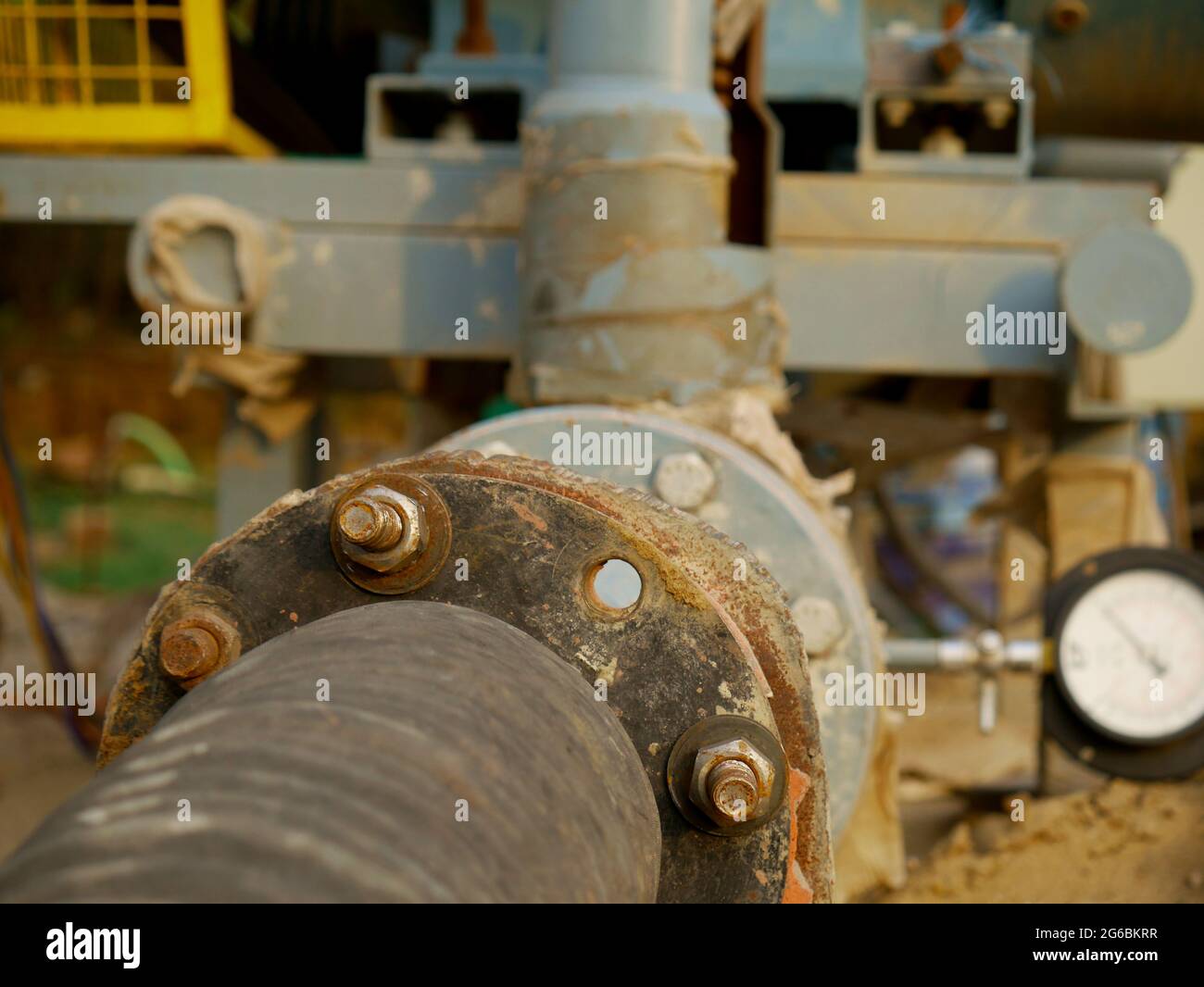 Pipe connection for concrete mixer machine presenting at industrial ...