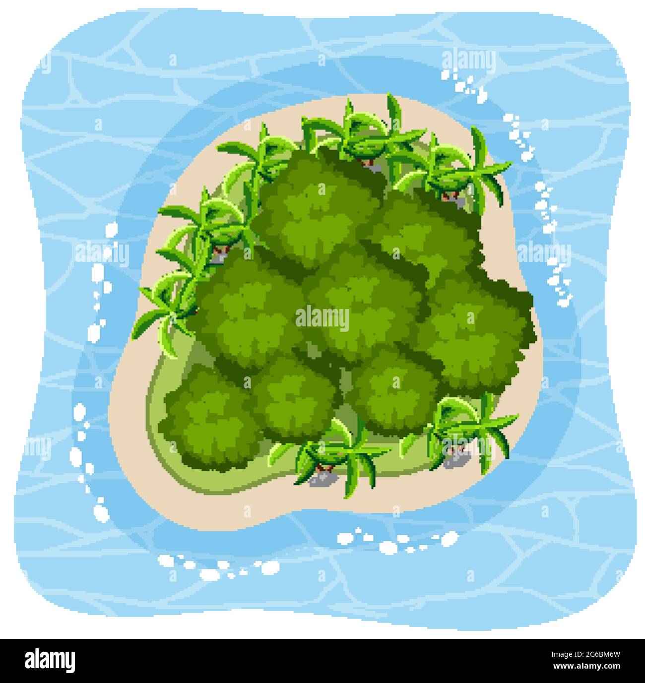 Aerial view of tropical forest island isolated illustration Stock ...