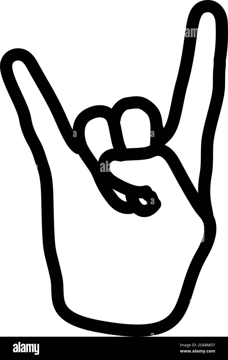 Rock Hand Icon. Bold outline design with editable stroke width. Vector ...