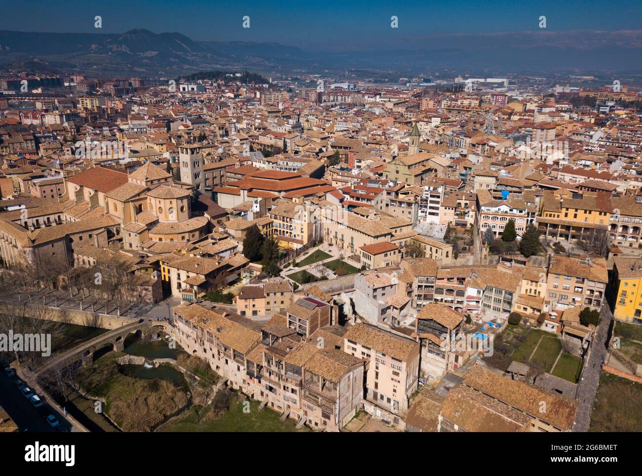 Views of houses and nature of ancient city Vic in Catalonia Stock Photo ...