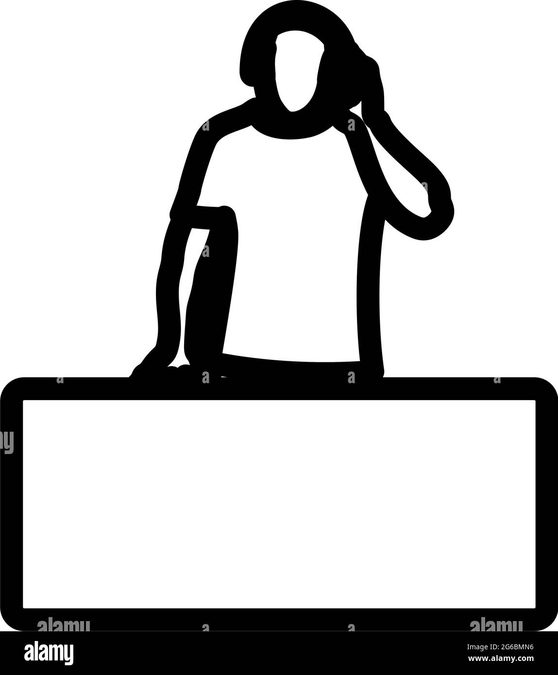 DJ Icon. Bold outline design with editable stroke width. Vector ...