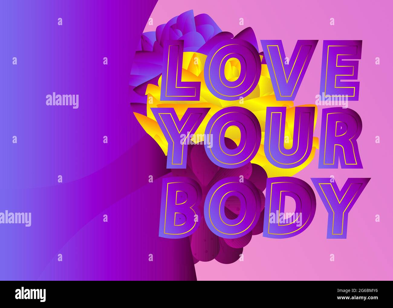 Abstract body positive illustraion with text. Happy plus size girls and ...