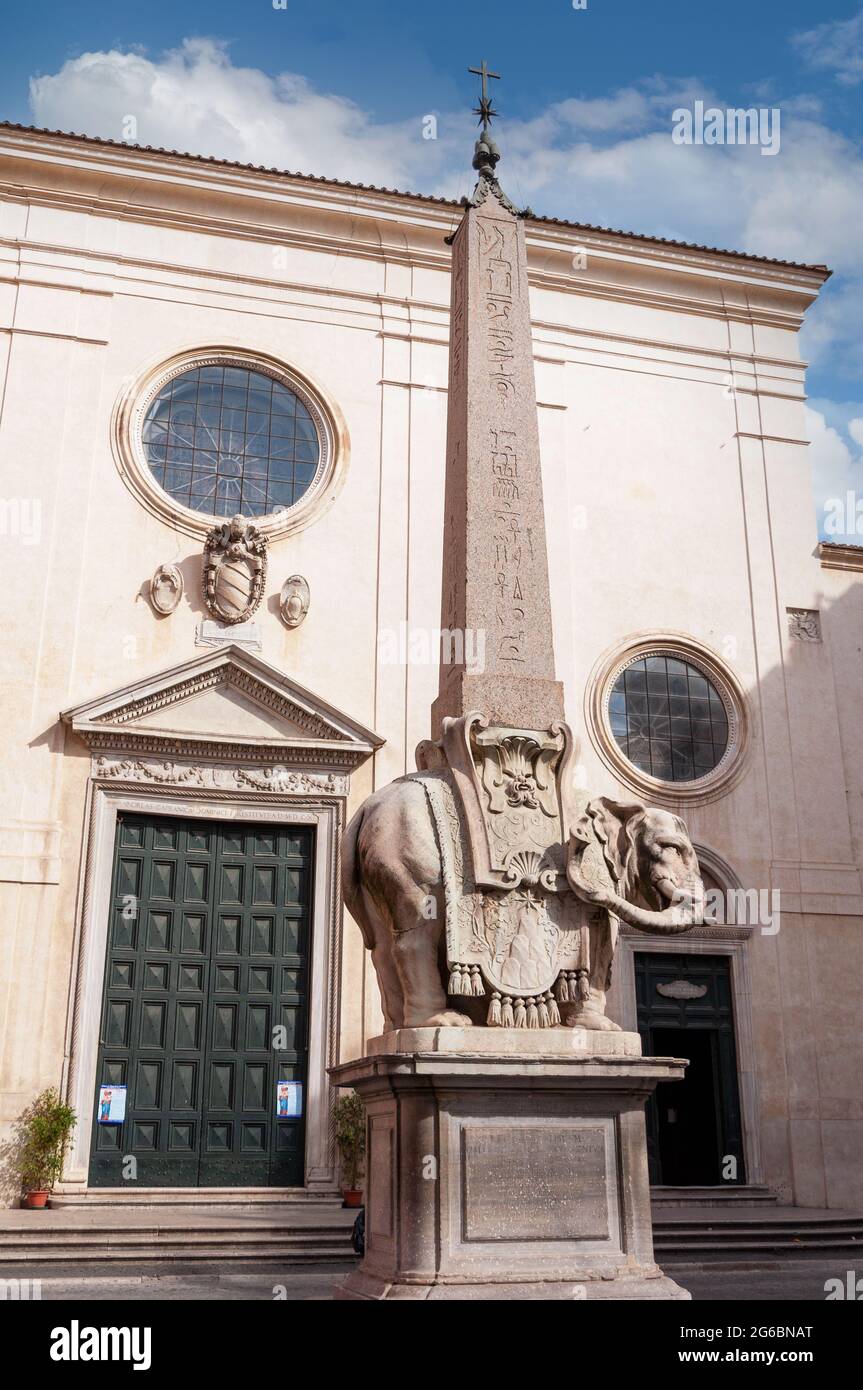 Elephant and Obelisk at Piazza della Minerva in Rome, Italy Stock Photo ...