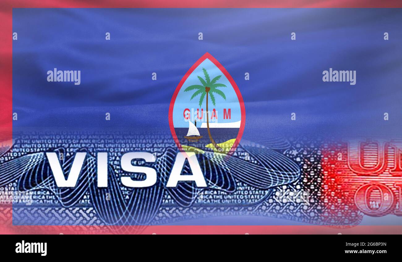 United States of America Visa Document, with Guam flag in the ...