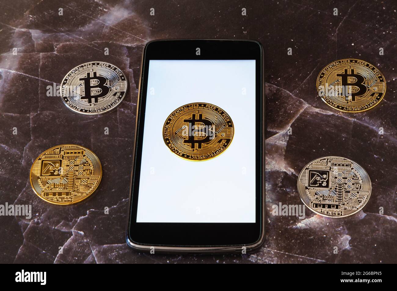 Bitcoin physical coin lit hi-res stock photography and images - Alamy