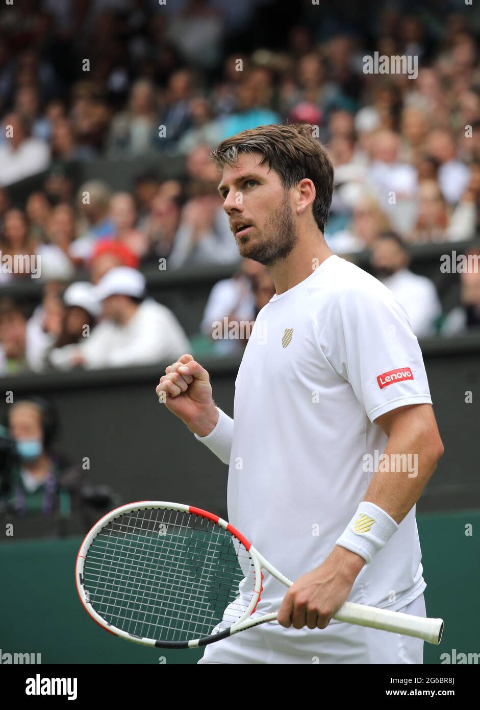 London, UK. 03rd July, 2021. Cameron Norrie in his match against Roger ...