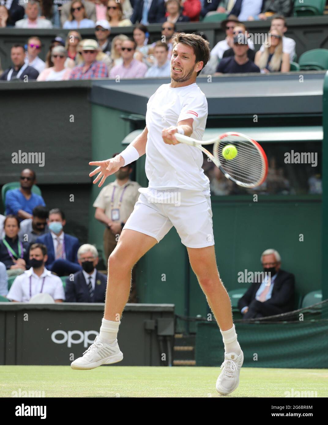 London, UK. 03rd July, 2021. Cameron Norrie in his match against Roger ...