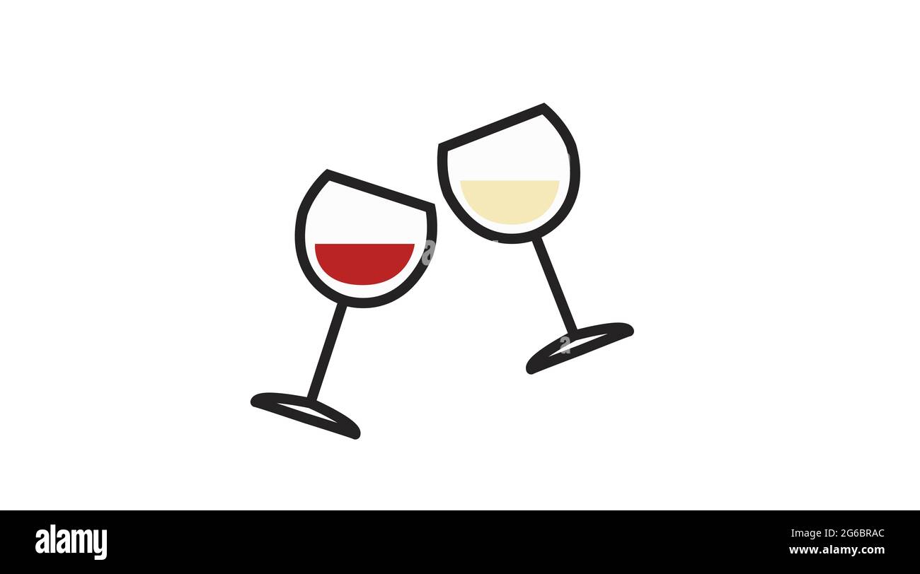 Wine Glasses Icon. Vector simple editable illustration of white and red ...