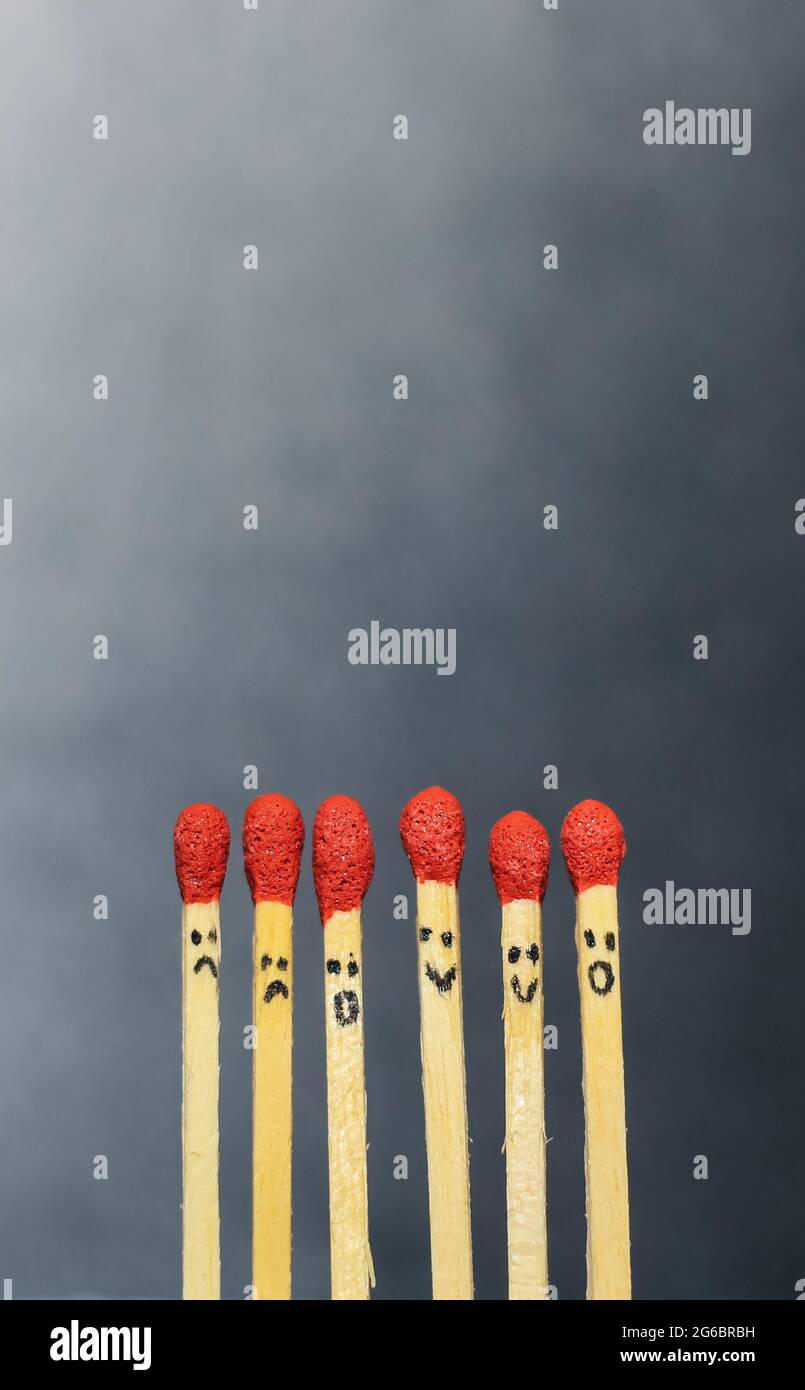 Group of a red match burning isolated with the background. Row burning ...