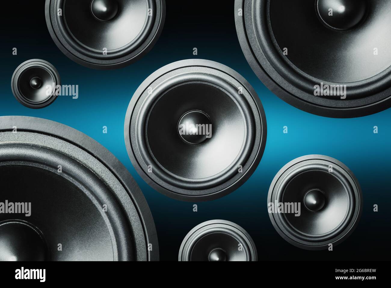 Sound audio speakers on dark background. Subwoofer loudspeakers pattern ...