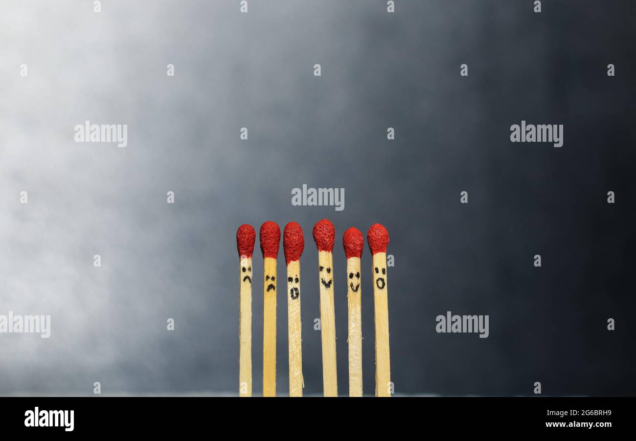 Group of a red match burning isolated with the background. Row burning ...